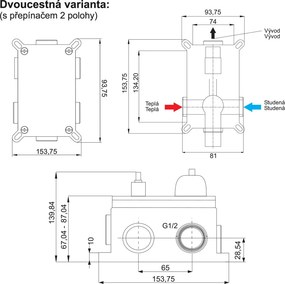 Mereo, Mereo Sprchová podomítková baterie s přepínačem, Pego, Mbox, kruhový kryt, chrom, MER-CB60106PA