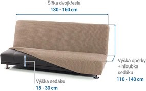 Super strečové potahy NIAGARA oříšková dvojkřeslo s dřevěnými rukojeťmi (š. 130 - 160 cm)