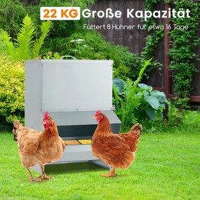 Costway Pozinkované krmítko pro kuřata s kapacitou 22 kg Nástěnné automatické