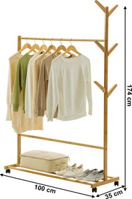 Kondela Pojízdný věšák, bambus, šířka 100cm, VIKIR TYP 3