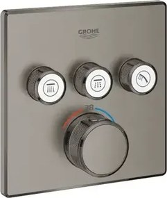 Grohe - Termostatická baterie pod omítku, 3 ventily, kartáčovaný Hard