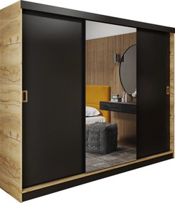 Posuvná skříň RETRO 1 200 - dub Craft zlatý + černý 200x205x59 cm