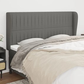 Čelo postele typu ušák tmavě šedé 203x23x118/128 cm textil 3118217