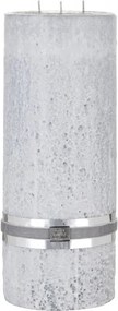 Víceknotová svíčka se strukturou kamene STONE, světle šedá , velikost L, doba hoření 175 hodin