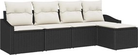 Set pohovek 5 ks Černá a krémová polyratan 3355346