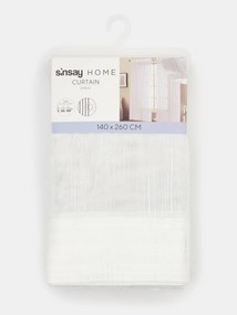 Sinsay - Sada záclon na řasící pásce s metalickým efektem opotřebení 2 pack - bílá