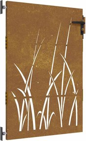 Zahradní branka 85 x 125 cm z cortenové oceli, design s trávou 153222
