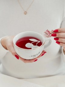 Bella Rose Porcelánový hrnek Usměj se 300 ml, bílá barva, zlatá barva, porcelán