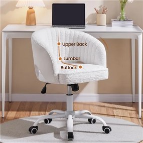 Kancelářská židle Yaheetech – bílá, 56,6 cm (šířka) × 60 cm (hloubka) × 73 cm – 83 cm (výška) (267591732083)