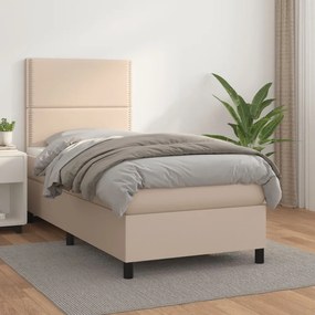 vidaXL Box spring postel s matrací 90x190 cm umělá kůže [3142759] Barva: cappuccino