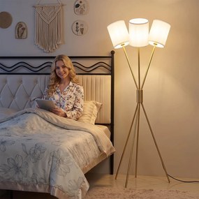 Costway Stojací lampa s 3 látkovými stínidly Moderní stojací lampa Dekorativní