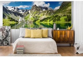 DIMEX | Panoramatická vliesová fototapeta na zeď Jezero MP-2-0062  | 375 x 150 cm | modrá, zelená, šedá, vícebarevná