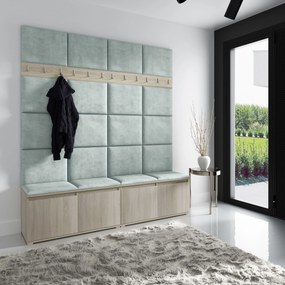 Eka Předsíňová stěna s čalouněnými panely Trinity 4 - Sonoma / Světlá zelená 2321