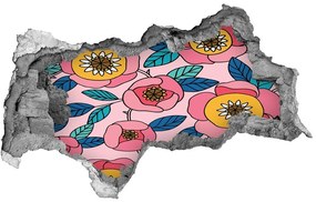 Wallmuralia Nálepka 3D díra na zeď Růžové květiny 95x73 cm