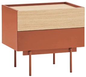OnaDnes -20% Cihlově červený dubový noční stolek Teulat Otto 50 x 35 cm