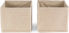 Béžové látkové úložné boxy v sadě 2 ks 14x12x12 cm Sandy – Compactor