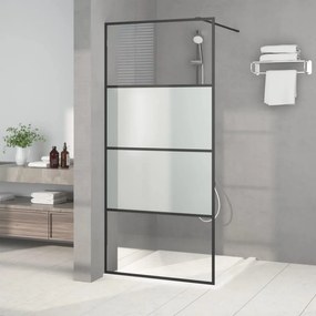 Sprchová zástěna walk-in černá 90x195 cm napůl mléčné ESG sklo 152126