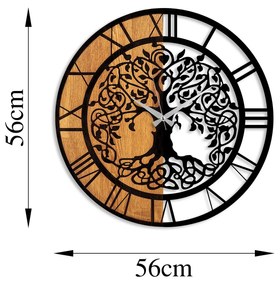 Wallexpert Dekorativní nástěnné dřevěné hodiny Wooden Clock - 64, Ořech, Černá