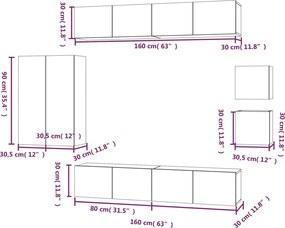 vidaXL 8dílný set TV skříněk kompozitní dřevo [3114486] Barva: Betonová šedá