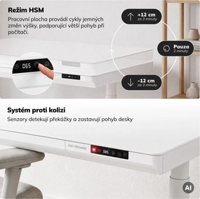 Elektrický psací stůl sit-stand se zásuvkou a bezdrátovou nabíječkou Qi bílý, 1600 mm: ELLIS