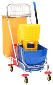 vidaXL Úklidový vozík s kbelíky a ždímačkou PP a oxfordská tkanina