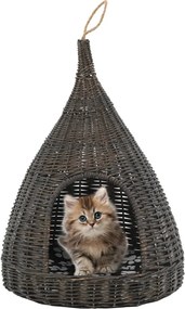 vidaXL Domeček pro kočky s poduškou 40 x 60 cm vrba týpí [170778] Barva: Šedá