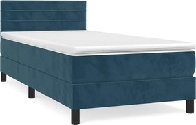 Box spring postel s matrací tmavě modrá 90x190 cm samet 3141339