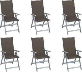 vidaXL Zahradní polohovací židle s poduškami 6 ks masivní akácie [3065328] Barva: taupe