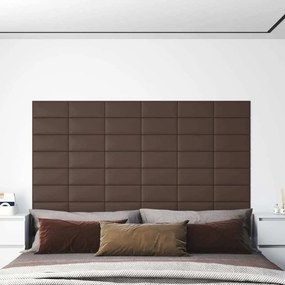 vidaXL Nástěnné panely 12 ks 30 x 15 cm umělá kůže 0,54 m² [343777] Barva: Hnědá