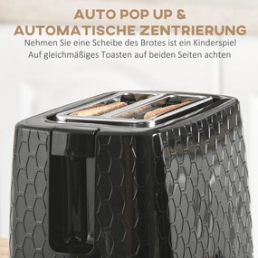 HOMCOM Sada rychlovarné konvice a toustovače, 1,7 l, různé režimy, LED indikátory, černá
