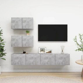 4dílný set TV skříněk betonově šedý kompozitní dřevo 3079130