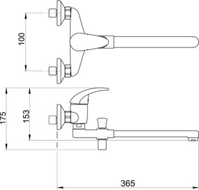 Novaservis NovaservisTitania Iris 92033/1,0 Vanová baterie paneláková nástěnná 100 mm