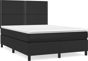 Box spring postel s matrací černá 140 x 190 cm umělá kůže 3142779