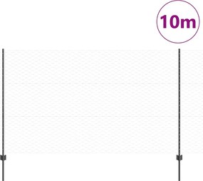 Hexagonální plot s podpěrou 10 x 1,4 m Ocel potažená PVC Šedá 3336832