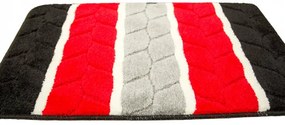 Koupelnový kobereček FANO pruhy, červený / šedý