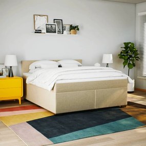 Box spring postel s matrací krémová 180x200 cm textil 3288265