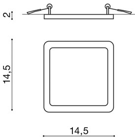 Bodové světlo Slim 15 Square 3000K Ip44 bílé do sádrokartonu