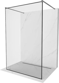 Mexen Kioto, sprchová zástěna Walk-In 100 x 200 cm, 8mm čiré sklo černý vzor, ​​grafitový profil, 800-100-002-95-70