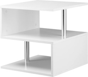 HOMCOM Malý stolek u pohovky s otevřeným S-zásuvkovým prostorem, moderní design 50x50x50 cm, bílý