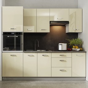 KARMEN | dolní skříňka 90x90 DN 2F rohová s policí | 90x90 cm | světle šedá/krémová lesk