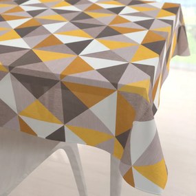 Biante Sametový čtvercový ubrus Tamara TMR-020 Žluto-šedé trojúhelníky 140x140 cm