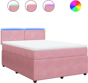 Box spring postel s matrací růžová 140x190 cm samet 3290033