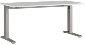 Šedý kancelářský stůl GEMA Leanor 160 x 80 cm se stříbrnou podnoží