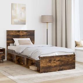 Rám postele s čelo Kouřový dub 100 x 200 cm Kompozitní dřevo 3407917