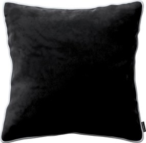 Laura - potah na polštář s lemovkou barva černá látka lesklé, sametová