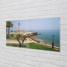 Obraz na skle Španělsko pobřeží maják 125x50 cm