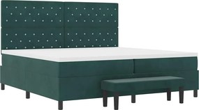 Postel s boxspringem s čelo Tmavě zelená 200 x 200 cm samet 3344471