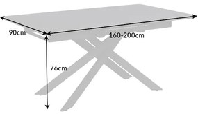 Roztahovací keramický stůl Halia 160-200 cm mramor antracit