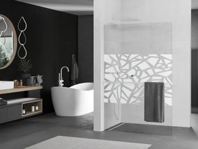 Mexen Kioto+ L, sprchová zástěna Walk-In s poličkou a věšákem 120 x 200 cm, 8mm čiré sklo bílý vzor, ​​bílý profil, 800-120-123-20-85