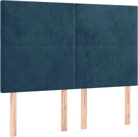 Box spring postel s matrací a LED tmavě modrá 140x200 cm samet 3136009